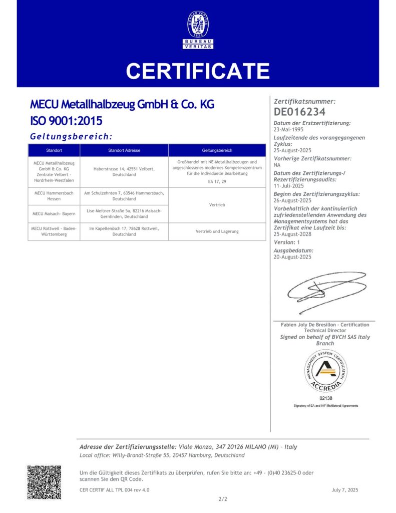 Das ist Mecu - MECU Metallhalbzeug GmbH & Co. KG